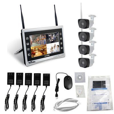 Home Security CCTV System 4CH Wireless NVR 11 Inch LCD Display Night Vision Wifi Outdoor 1MP 720P HD Surveillance Camera
