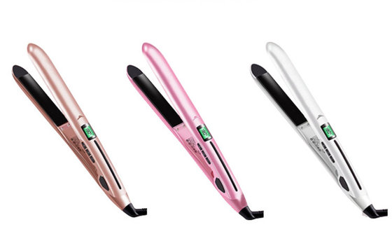 WholesaleMeraif Hair Curling Flat Iron Gold Plate Ceramic Tourmaline Flat & Wave Professional Hair Straightener 2 in 1