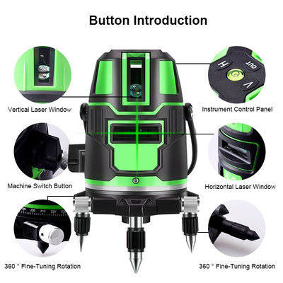 Cross Lines Laser Level 360 Self-Leveling 2/3/5 Lines Green Laser Leveler 635nm Horizontal Vertical Cross Line Indoor Ou
