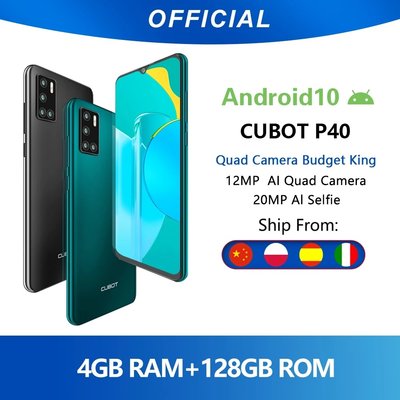 Cubot P40 Rear Quad Camera 20MP Selfie Smartphone NFC 4GB+128GB 6.2 Inch 4200mAh Android 10 Dual SIM Card mobile phone 4