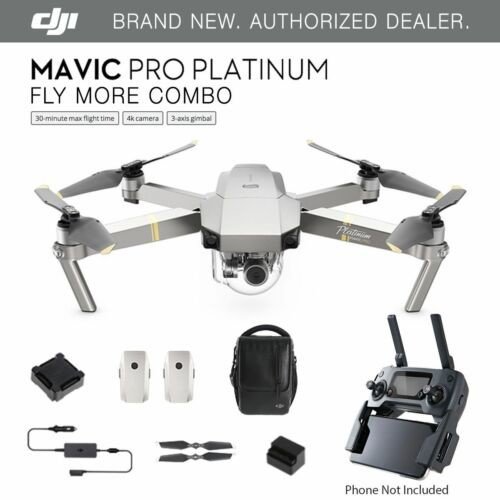New DJI Mavic Pro PLATINUM   Fly More COMBO Drone - 4K Stabilized Camera ActiveTrack