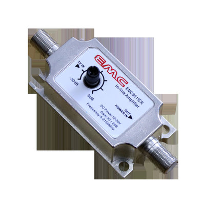 Signal adjustment function 5-2150MHz satellite in-line Zinc die cast housing amplifier