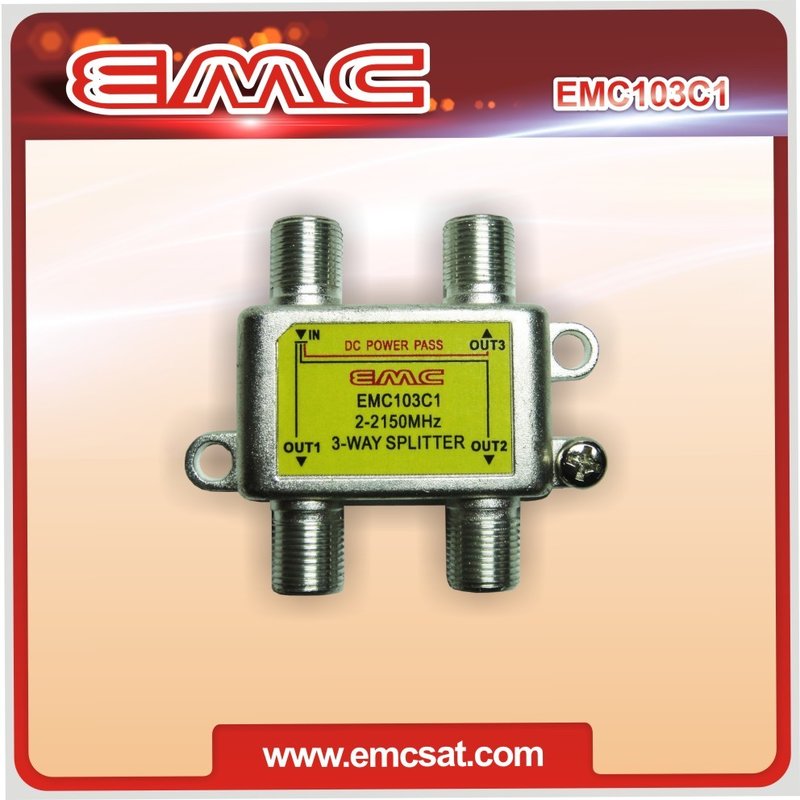 TV signal 3 way splitter Zinc die cast housing  good quality  strong resistance to high and low temperature properties.