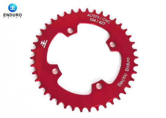 Black / Red Aluminum Alloy 42 Tooth Bicycle Chainring Enduro Bike Accessories