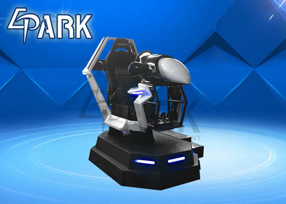 White Racing Car Simulator With Motion Chair Platform Virtual Reality Video Game Machine