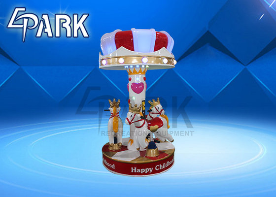Cute Pony Shape Kiddie Ride Carousel / Coin Operated Kiddie Rides LED Lights