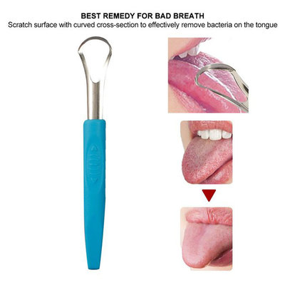 Dual Action Tongue Cleaner Brush and Scraper  Fresh Breath Tongue Scrapers for Adults Kids Sterilizable