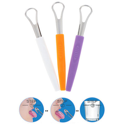 Tongue Scraper Cure Bad Breath Medical Grade Stainless Steel Tongue Cleaners 100% BPA Free Metal Tongue Scrapers