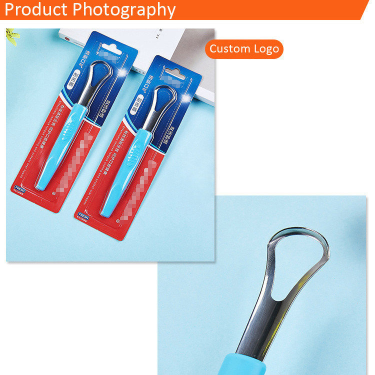 Custom Manufacturing Oral Stainless Steel Tongue Scraper Cleaner for Adults Tongue Brush for Oral Care and Mouth Hygiene