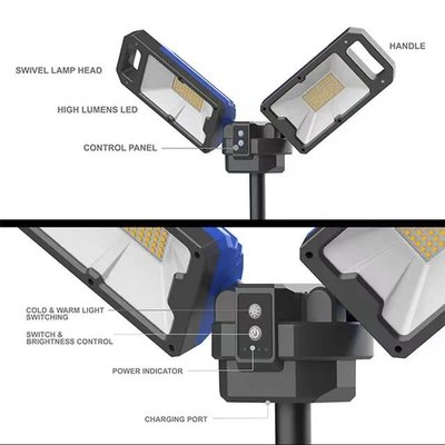 7000lm Heavy duty aluminum rechargeable portable tripod light IPX4 tripod work light