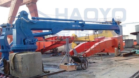 Maximum Lifting Capacity 5 Tons Provision Cargo Handling Hydraulic Telescopic Marine Ship Crane