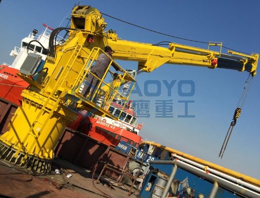 Maximum Lifting Capacity 5 Tons Provision Cargo Handling Hydraulic Telescopic Marine Ship Crane