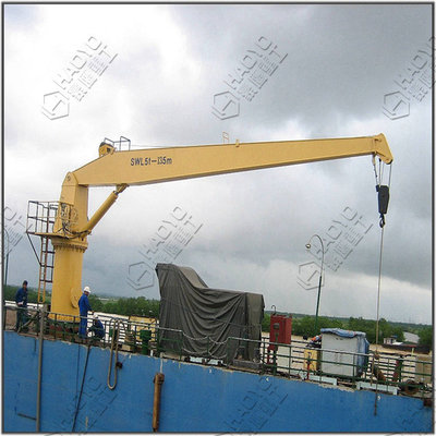 Fixed Boom Marine Offshore Pedestal Crane Ropes Deck Equipment Marine Ship Deck Crane