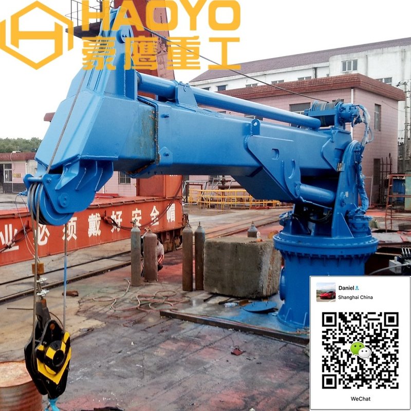 7 ton 10m Telescopic boom Crane with Electric Winch Marine Ship Deck Crane