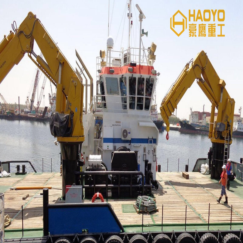 Knuckle Boom Small Boat Hose Handling Crane Installation Marine Ship Deck Crane