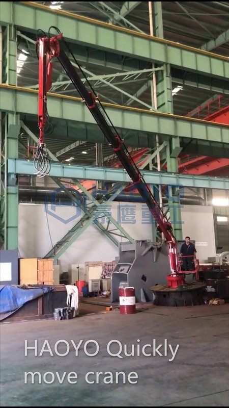 Quickly Move Telescopic Boom Marine Crane With A Grab For Sea Farm marine cranes for sale