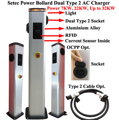 7KW pole AC EV charger with OCPP1.6 can support charging 2 cars at same time