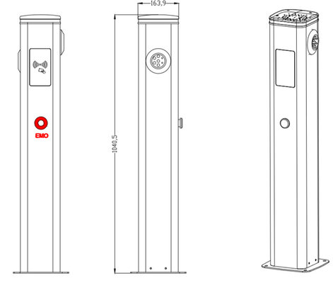 7KW pole AC EV charger with OCPP1.6 can support charging 2 cars at same time