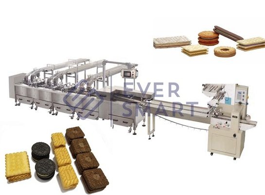 Double lane 3+2 sandwiching machine with packaging machine