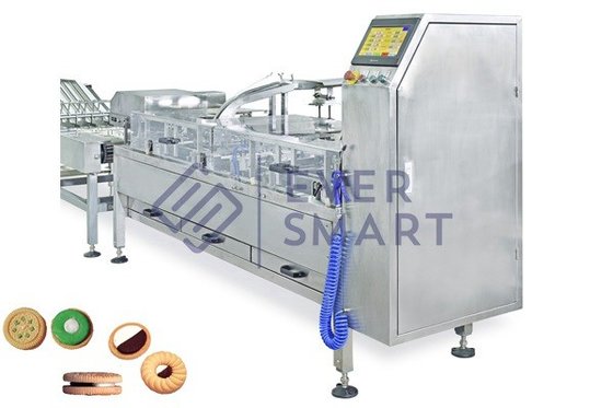 Double lane biscuit sandwiching machine