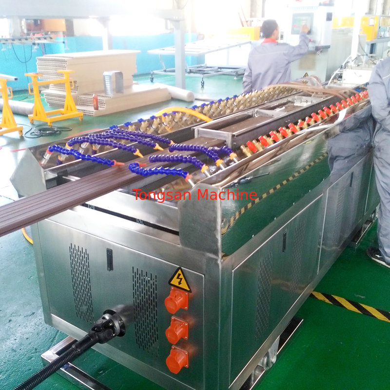 WPC profile extrusion line PE+wood plastic out door floor extrusion line