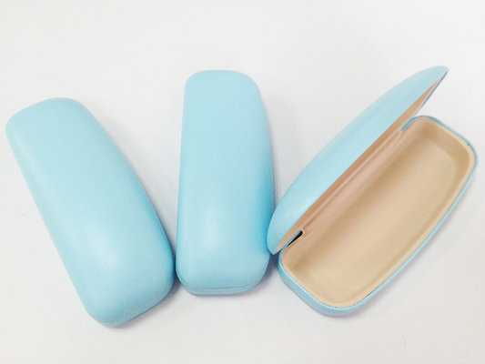 China W8201 Metal Hard Eyeglass Case With Leather , Embossed Print / Hot Stamped Logo supplier