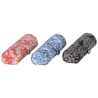 China Colorful Flower Hard Eyeglass Case PU Leather Cylindrical Reading Glasses Case supplier