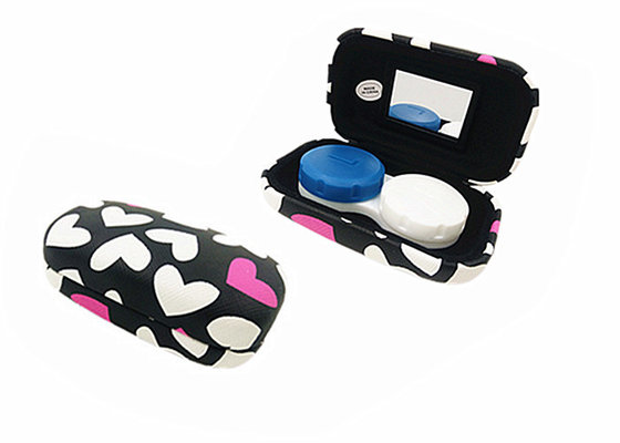 China Heart Pattern Iron Contact Lens Travel Case Lovely Suitable For Women / Youth supplier