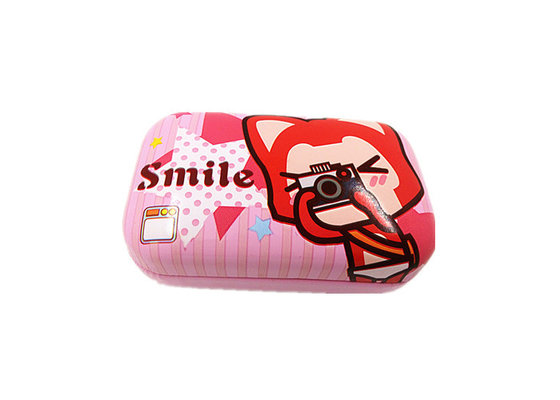 China Hard Iron Cute Contact Lens Case Box Pink Smile Fox Eye Lens Case Easy Taking supplier