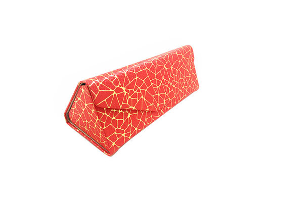China Folding Eyeglass Case With Fine Workmanship Red Pu Folding Glasses Case supplier