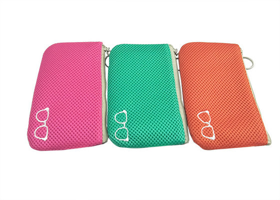 China Portable Soft Sunglasses Pouch / Zipper Eyewear Cases with Embroidery Logo supplier
