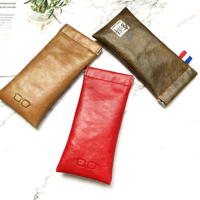 China Soft Sunglasses Pouch Storage Squeeze PU Leather Eyeglass Gadgets case supplier
