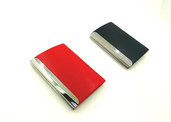 PU Leather Cover On Metal Frame Business Card Holder With Classic Design supplier