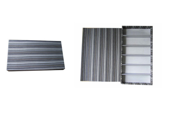 Fabric Cloth Striped Texture Sunglass Box Display With 6 Slot Collector supplier