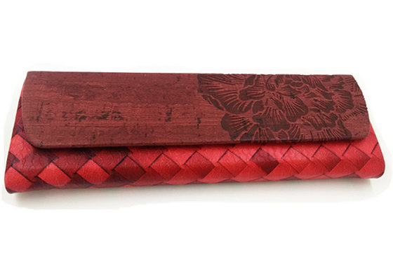 Leather Collapsible Soft Eyewear Case With Embossed Flower Process supplier