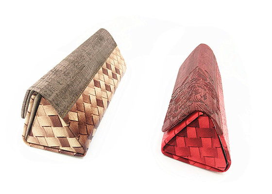 Leather Collapsible Soft Eyewear Case With Embossed Flower Process supplier
