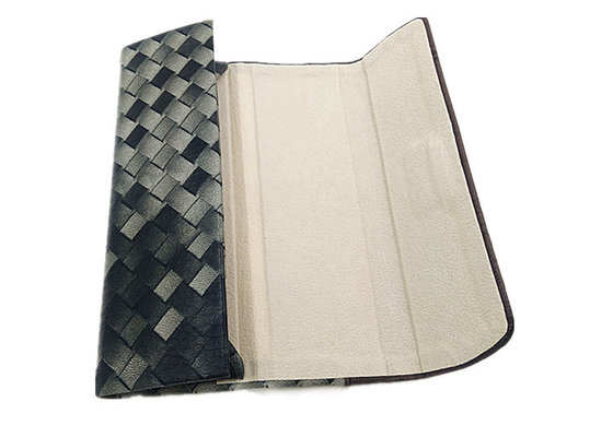 Leather Collapsible Soft Eyewear Case With Embossed Flower Process supplier