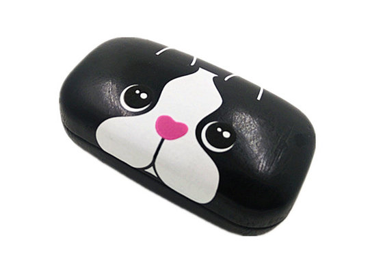 Black PU Contact Holder Case Durable With Cute Animal Pattern Fine Workmanship supplier