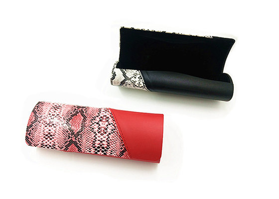 Snake Stripe Red Personalised Hard Glasses Case PU Leather Material supplier