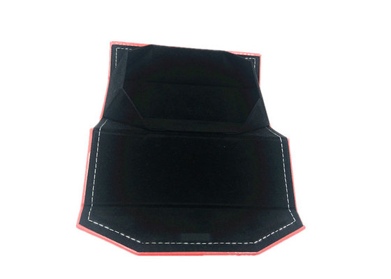 Red Leather Foldable Handmade Sunglasses Case Logo Can Be Customized supplier