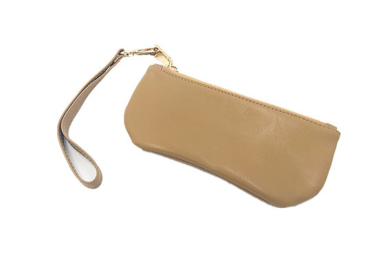 Brown PU Leather Glasses Pouch Case Sunglasses Zipper Soft Eyeglass Pouch supplier