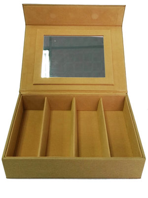 Yellow Brown Kraft Paper Eyeglass Storage Trays For Storage With Little Mirror supplier