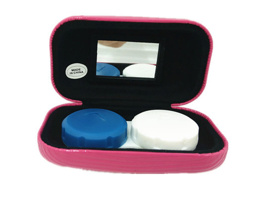 PU Glasses Eye Contact Lens Case Portable Contact Lens Storage Case With Mirror supplier