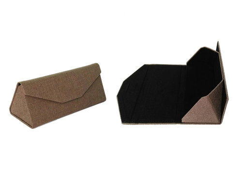 Gunny Cloth Folding Eyeglass Case Linen Triangle Foldable Sunglasses Case supplier