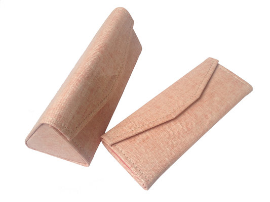 Triangular Fold Up Glasses Case Gunny Cloth / Denim Material With Holder supplier