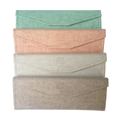 Triangular Fold Up Glasses Case Gunny Cloth / Denim Material With Holder supplier