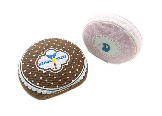 Round Cute Contact Lens Case Storage Box Made From Pink / Brown Canvas supplier