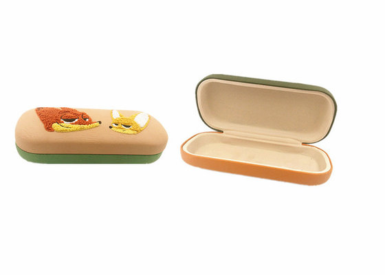 Iron Hard Glasses Case With Embroidery Cartoon Pattern Customized Color supplier