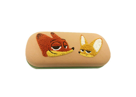 Iron Hard Glasses Case With Embroidery Cartoon Pattern Customized Color supplier