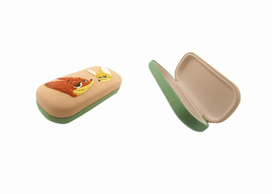 Iron Hard Glasses Case With Embroidery Cartoon Pattern Customized Color supplier